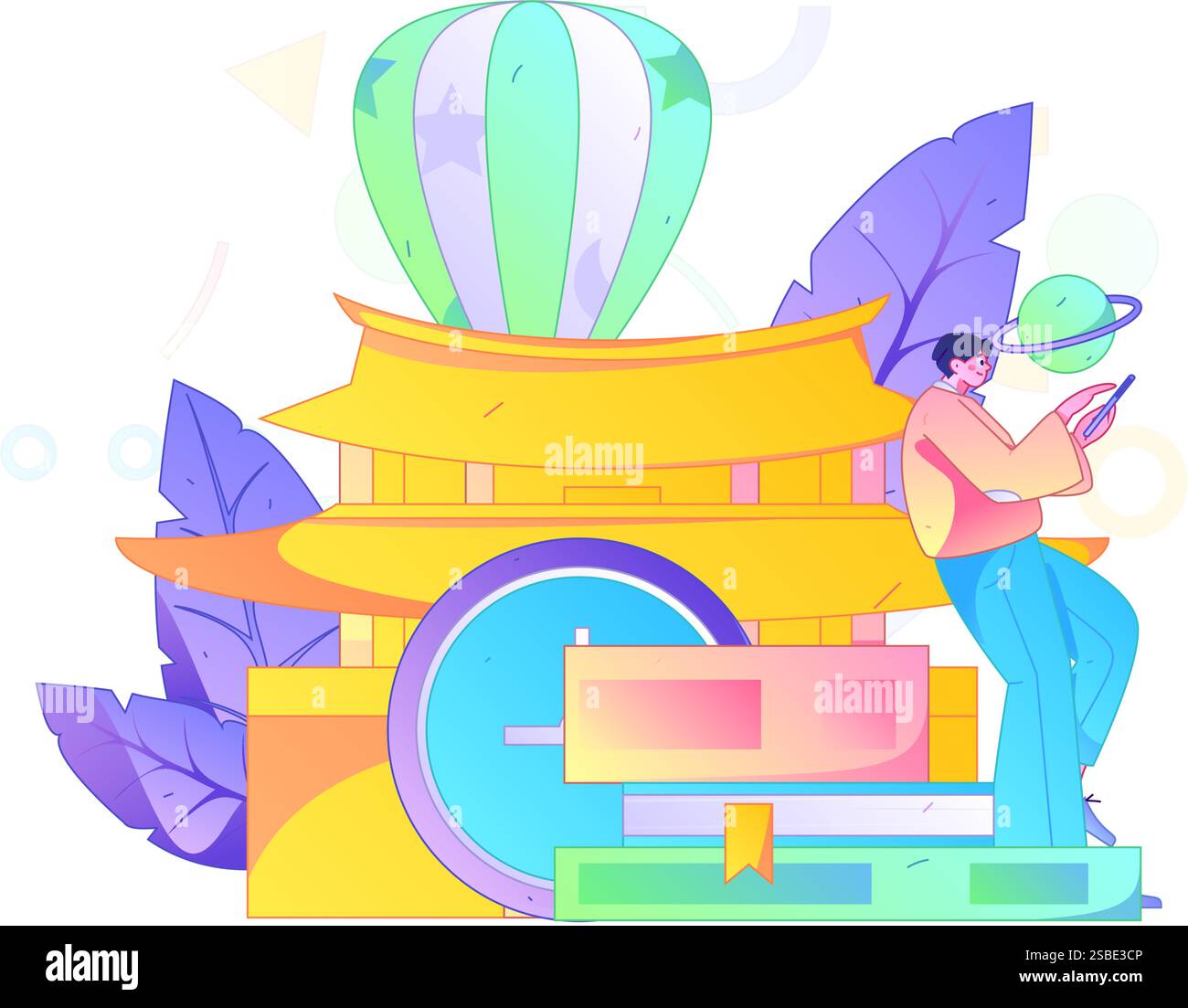 Holiday travel travel characters internet background vector hand drawn ...