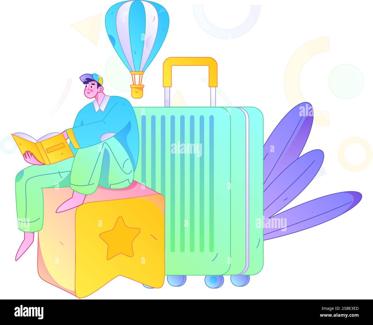 Holiday travel travel characters internet background vector hand drawn ...