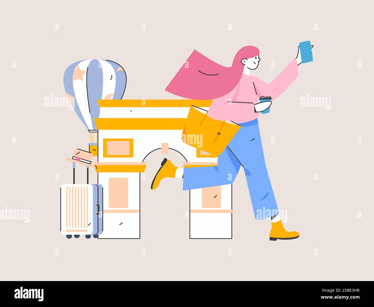 Holiday travel travel characters internet background vector hand drawn ...