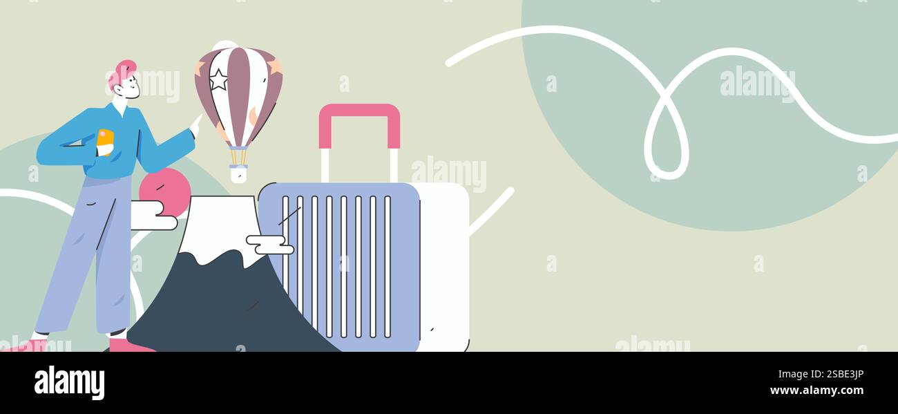 Holiday travel travel characters internet background vector hand drawn ...