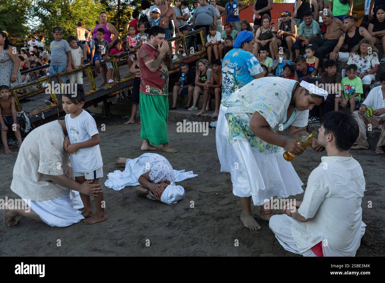 Devotees take part in a ceremony honoring Yemanja, an African goddess ...