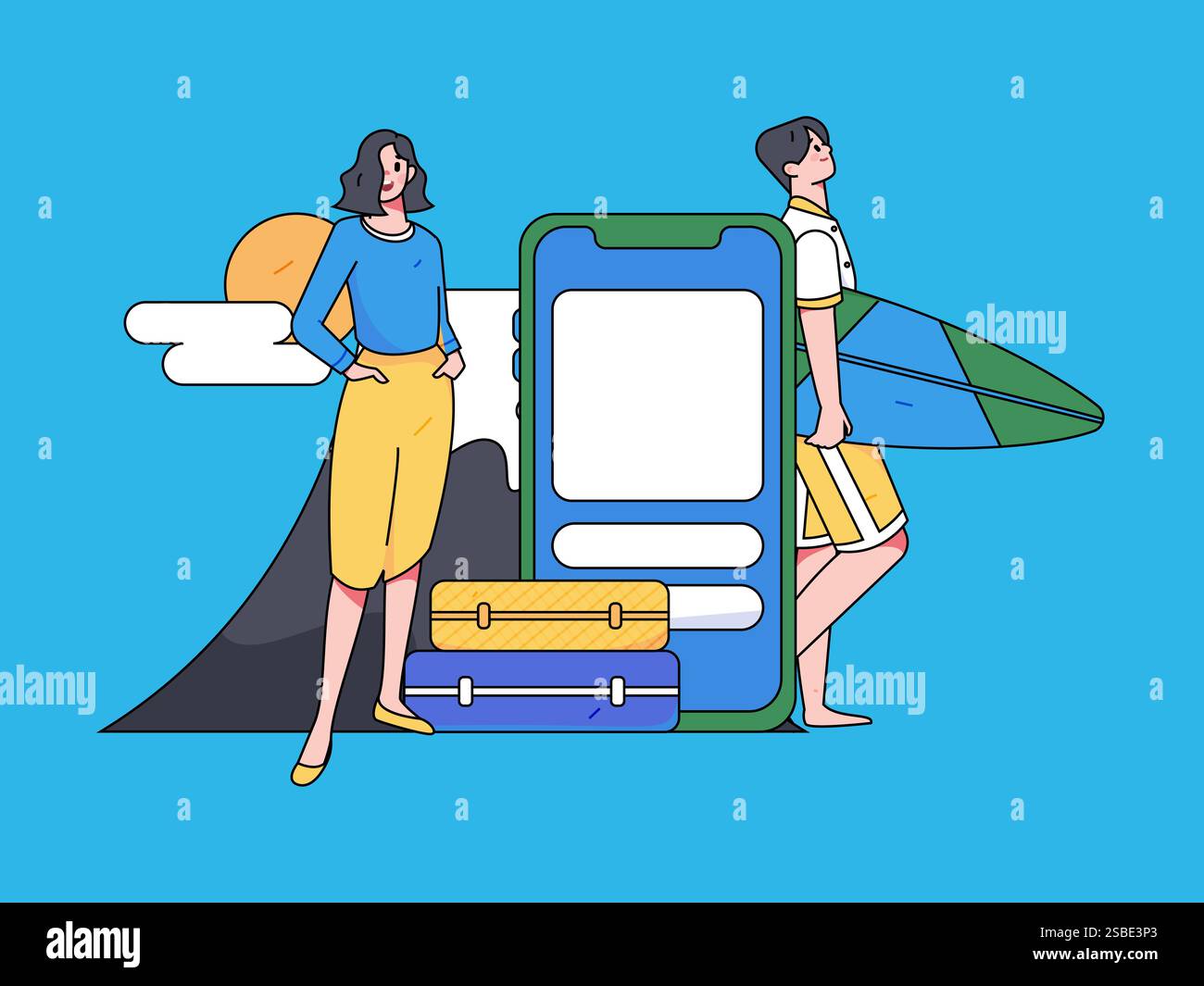 Holiday travel travel characters internet background vector hand drawn ...