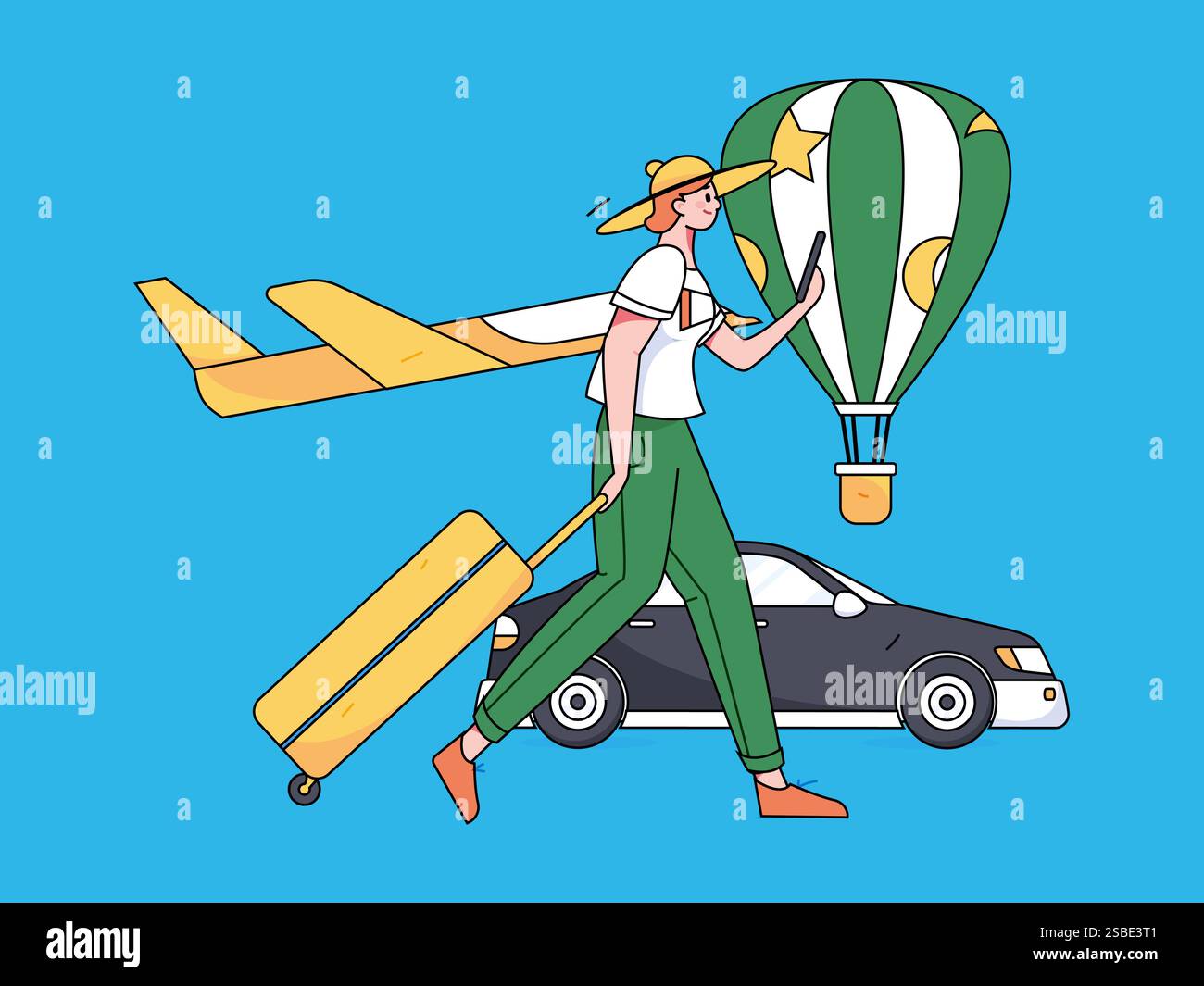 Holiday travel travel characters internet background vector hand drawn ...