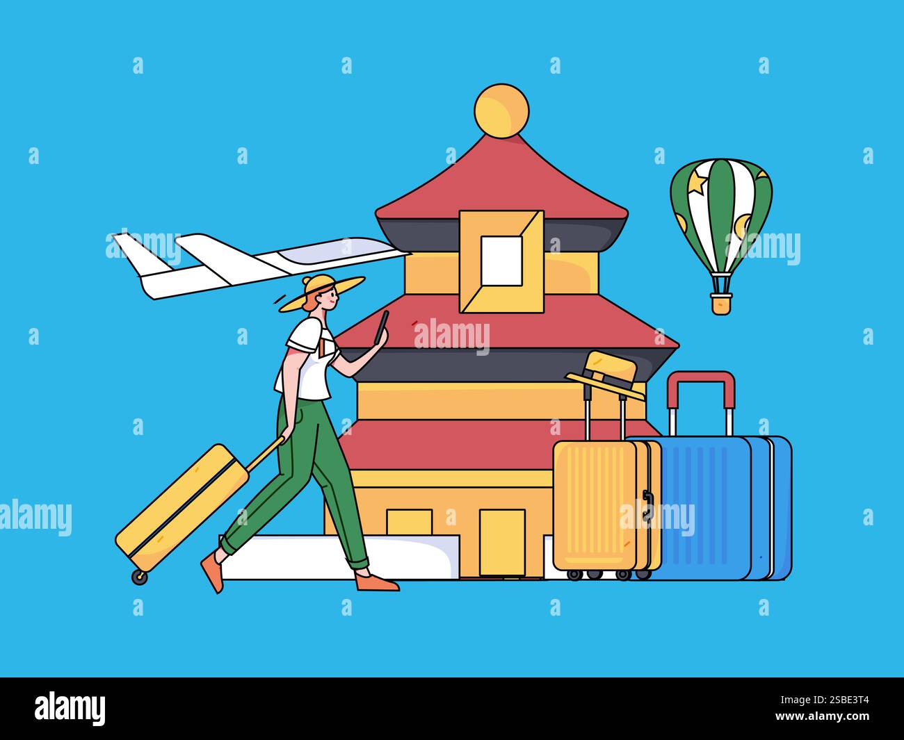 Holiday travel travel characters internet background vector hand drawn ...