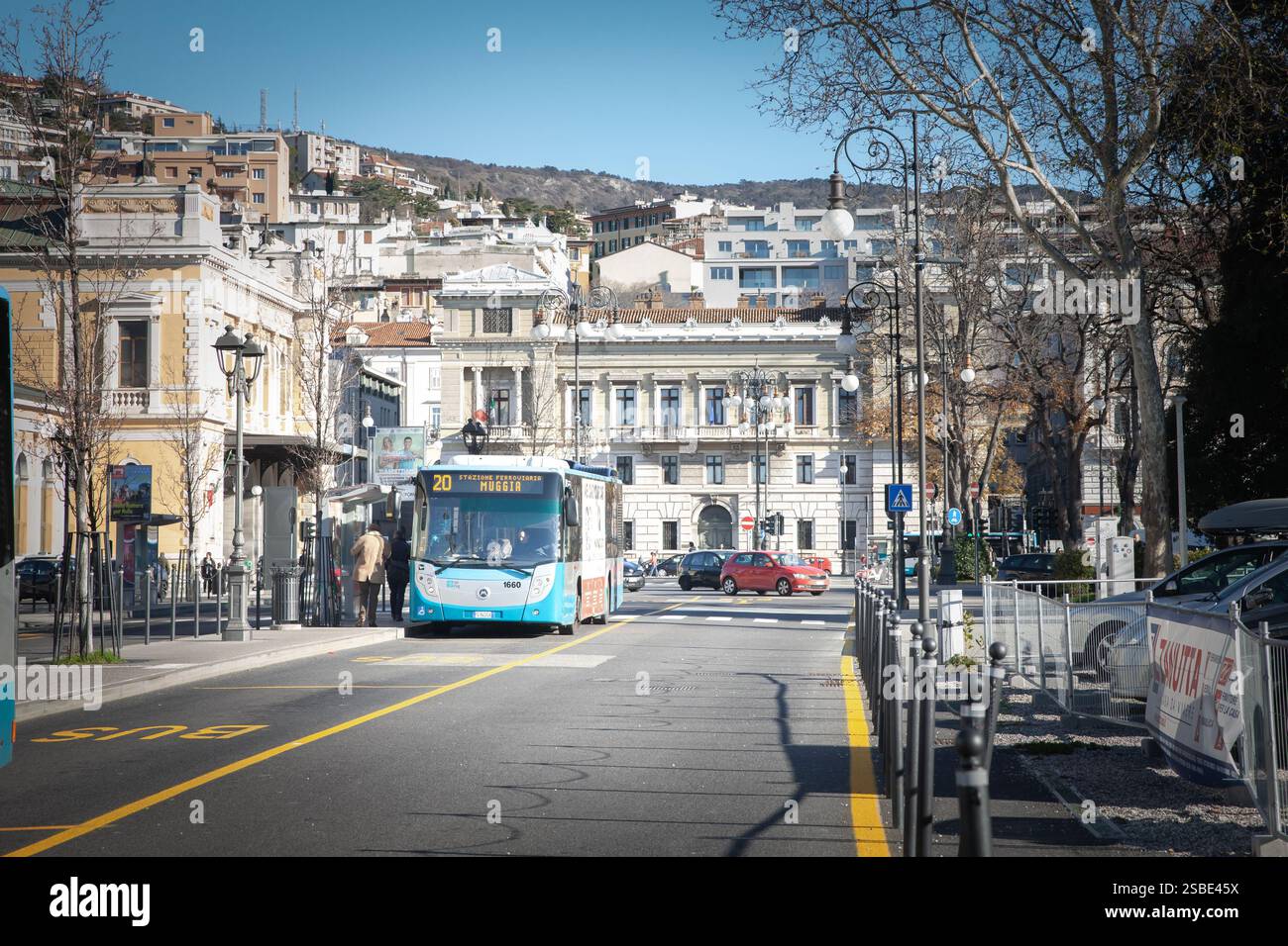 TRIESTE, ITALY - DECEMBER 23, 2024: A TPL FVG city bus waits at a ...