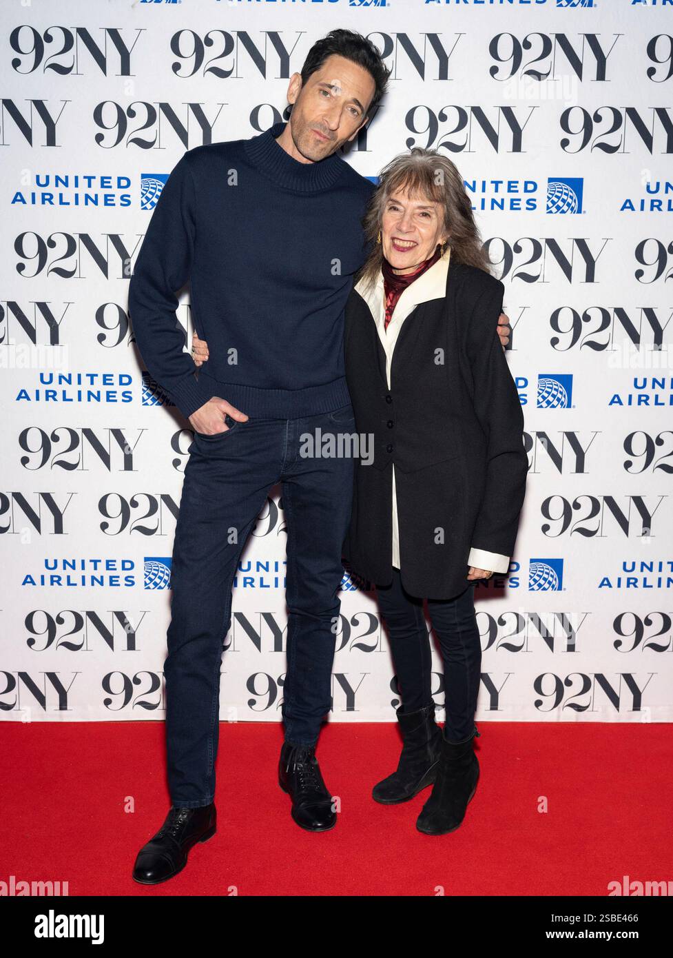 Adrien Brody, left, and Annette Insdorf pose backstage before ...