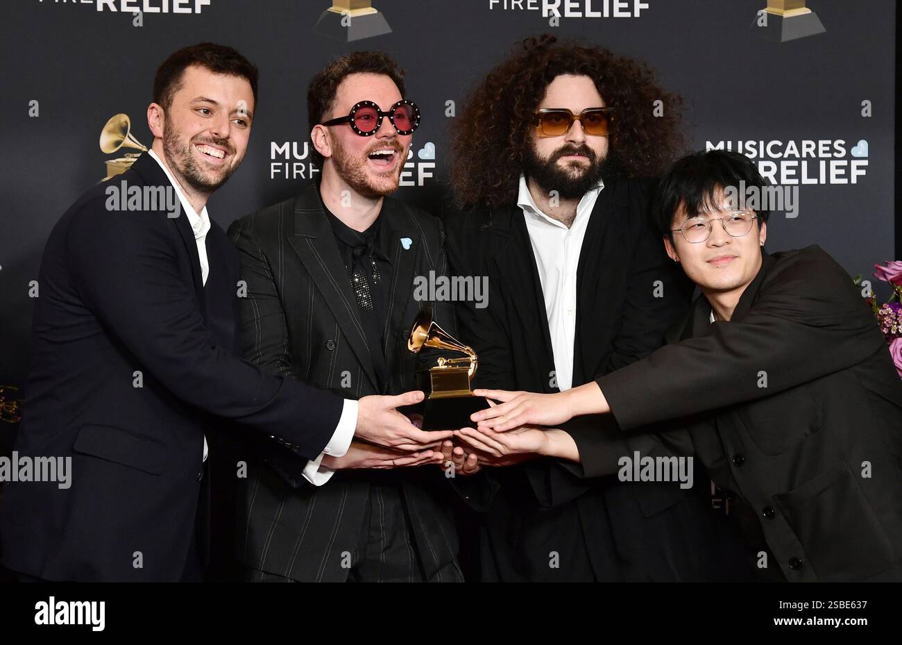 Rob Bisel, from left, Cian Ducrot, Jared Solomon, and Scott Zhang pose ...