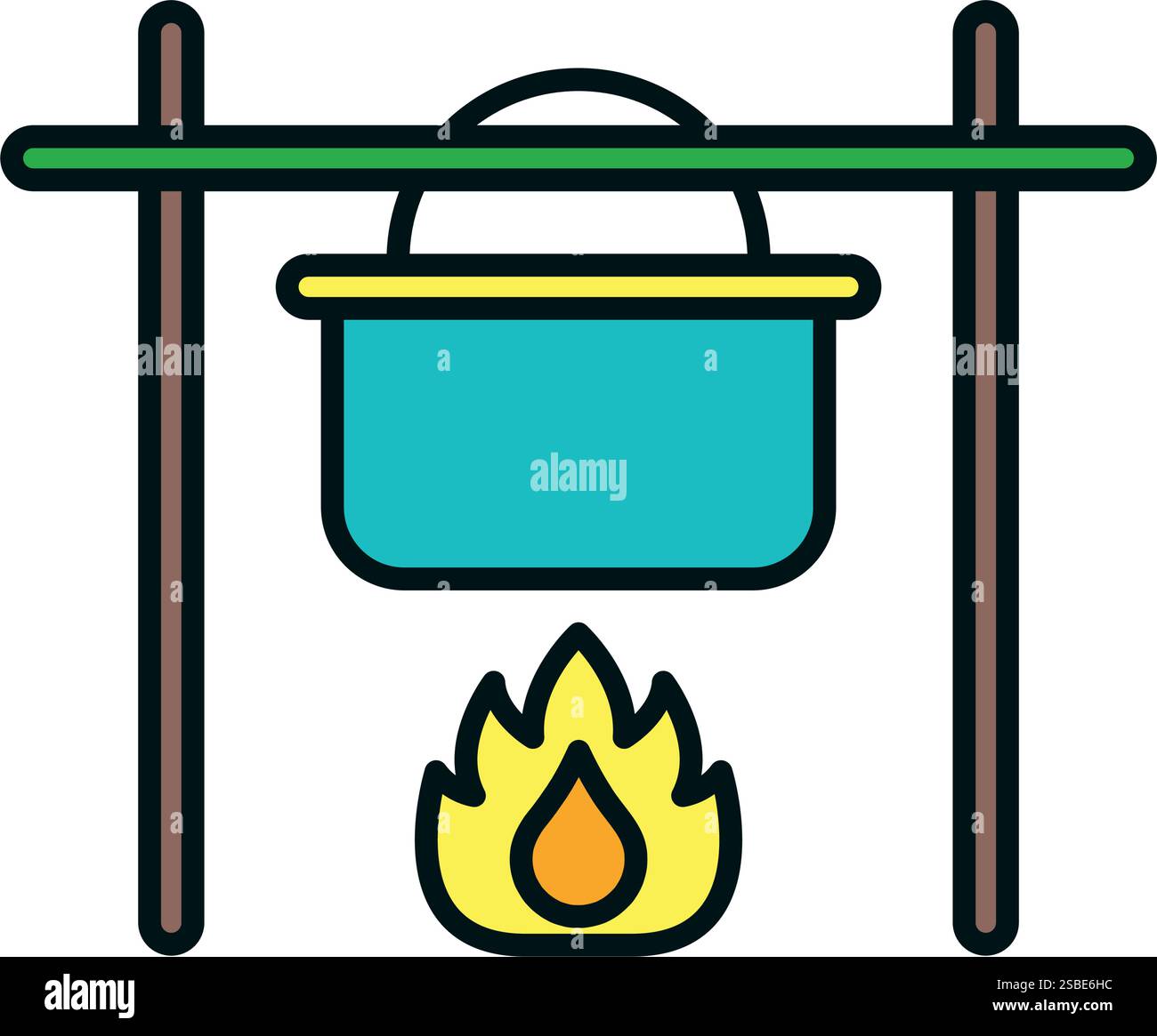 Pot over fire on Stock Vector Images - Alamy