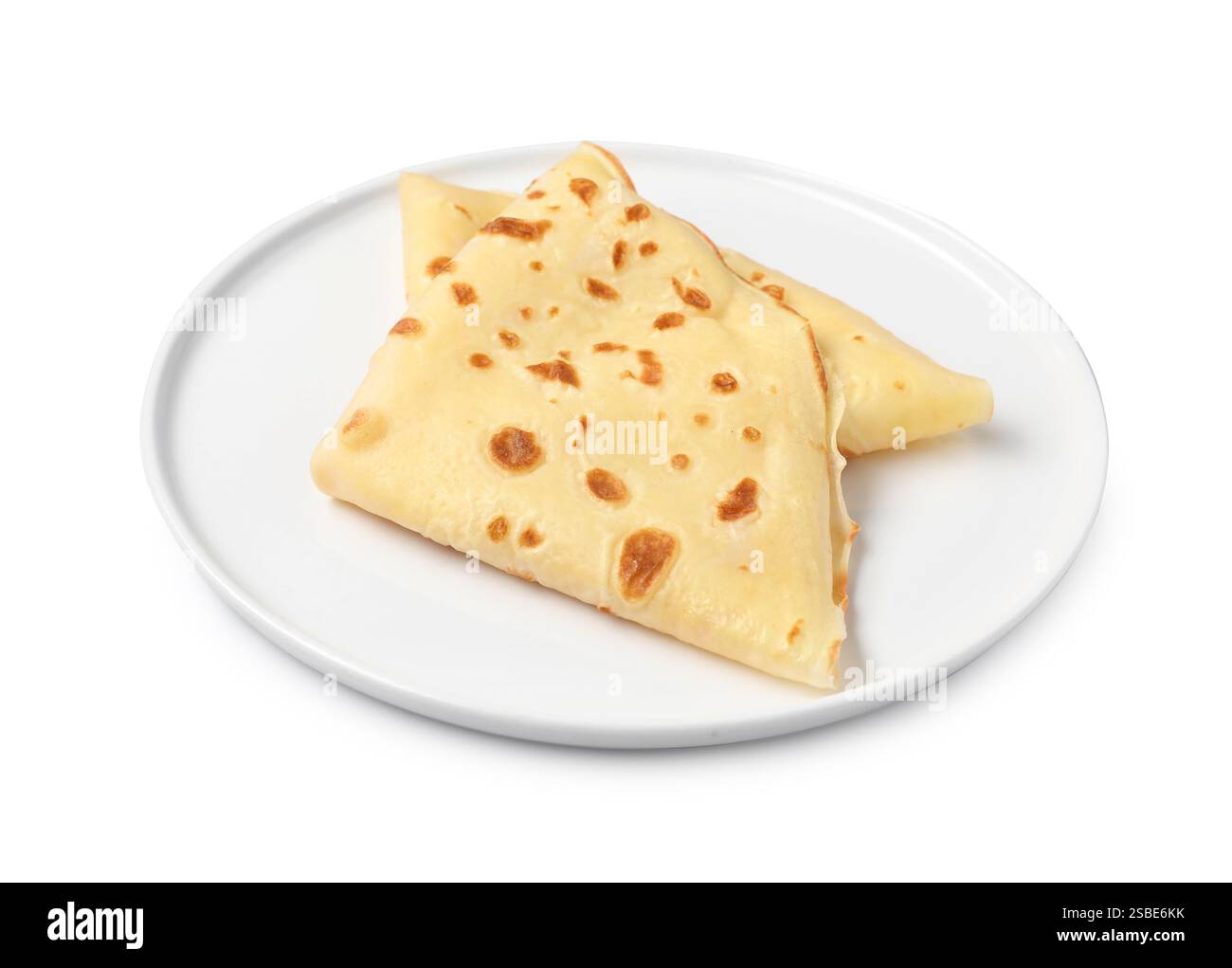 Delicious fresh folded crepes isolated on white Stock Photo - Alamy