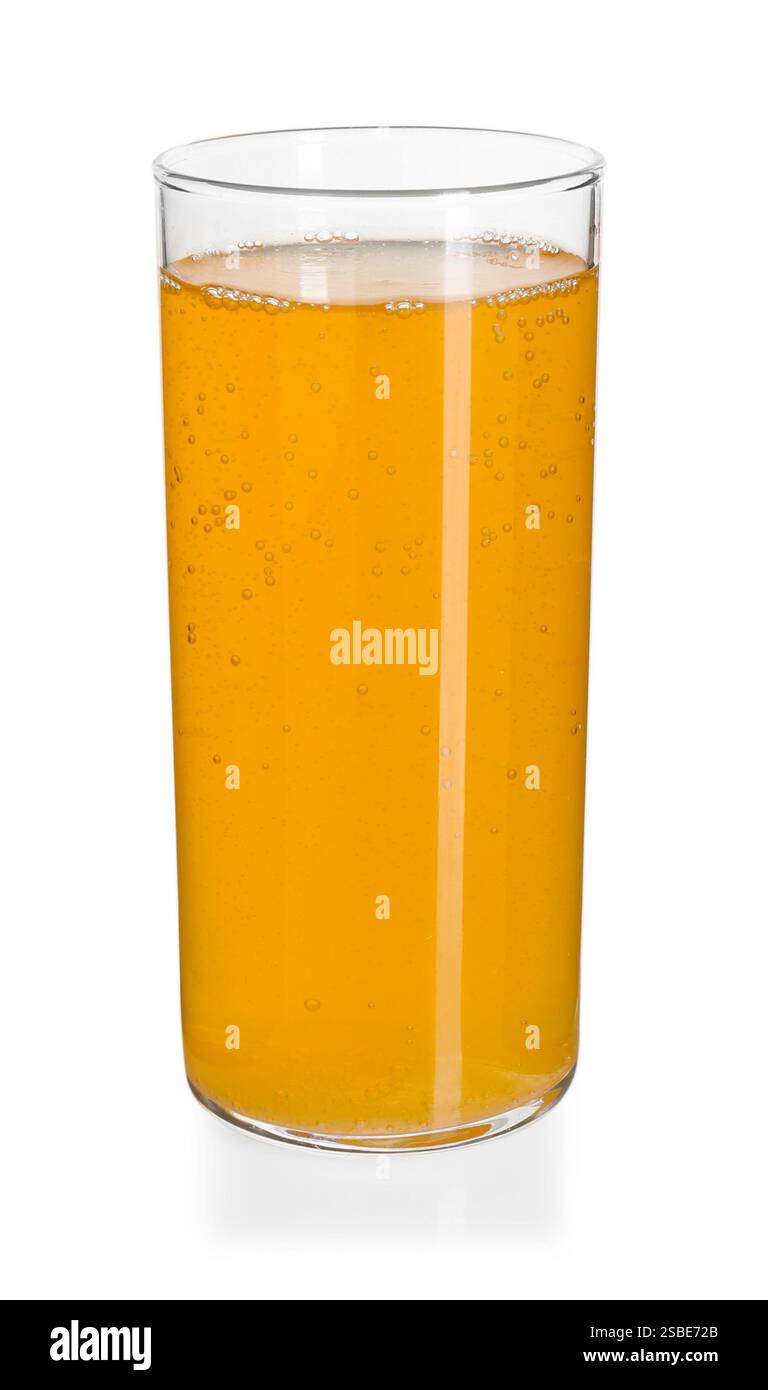 Sweet soda water in glass isolated on white Stock Photo - Alamy