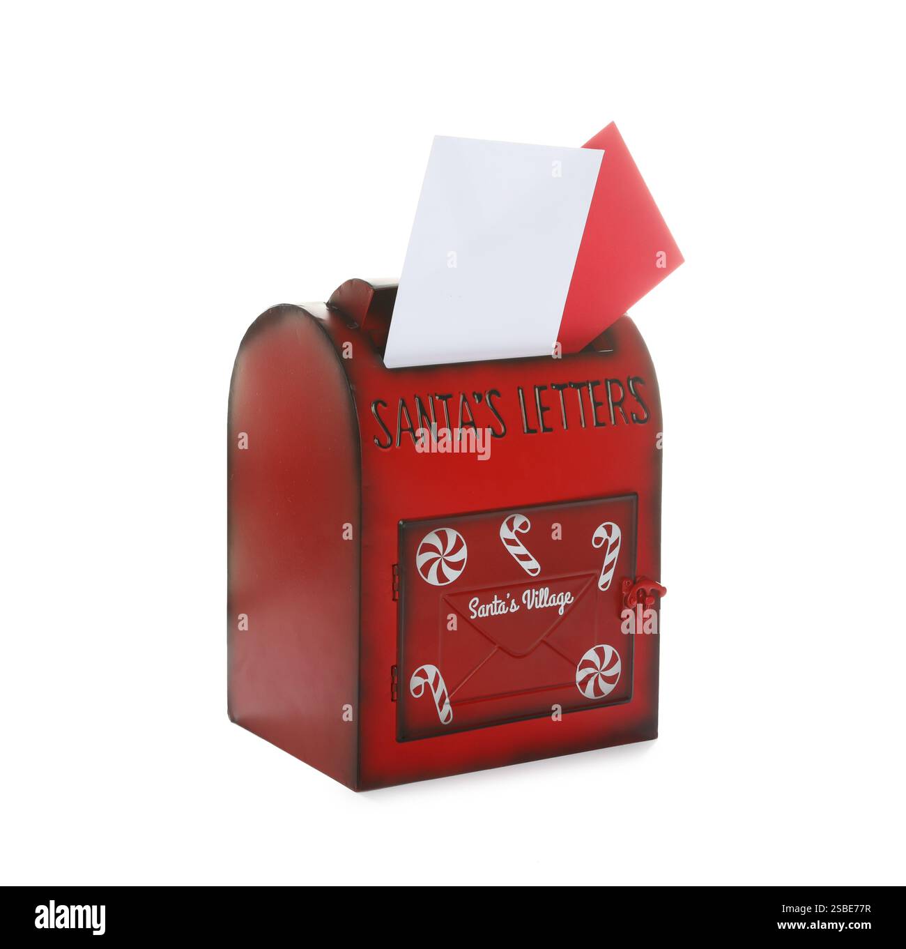 Santa Claus mail box with letters isolated on white. Christmas ...