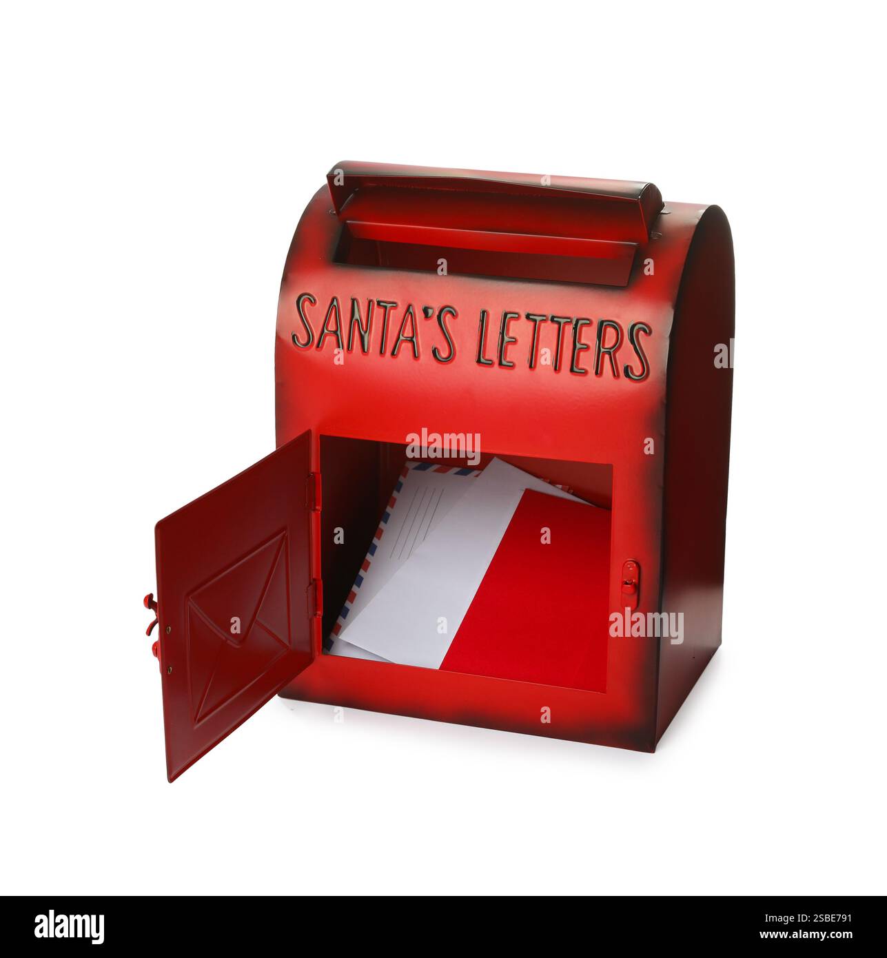 Santa Claus mail box with letters isolated on white. Christmas ...