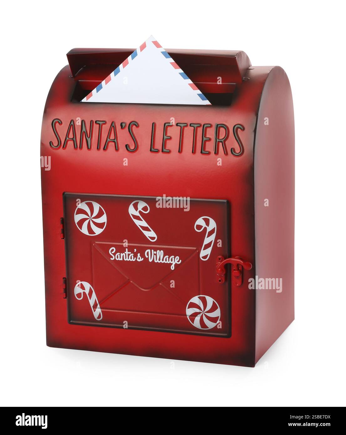 Santa Claus mail box with letter isolated on white. Christmas tradition ...