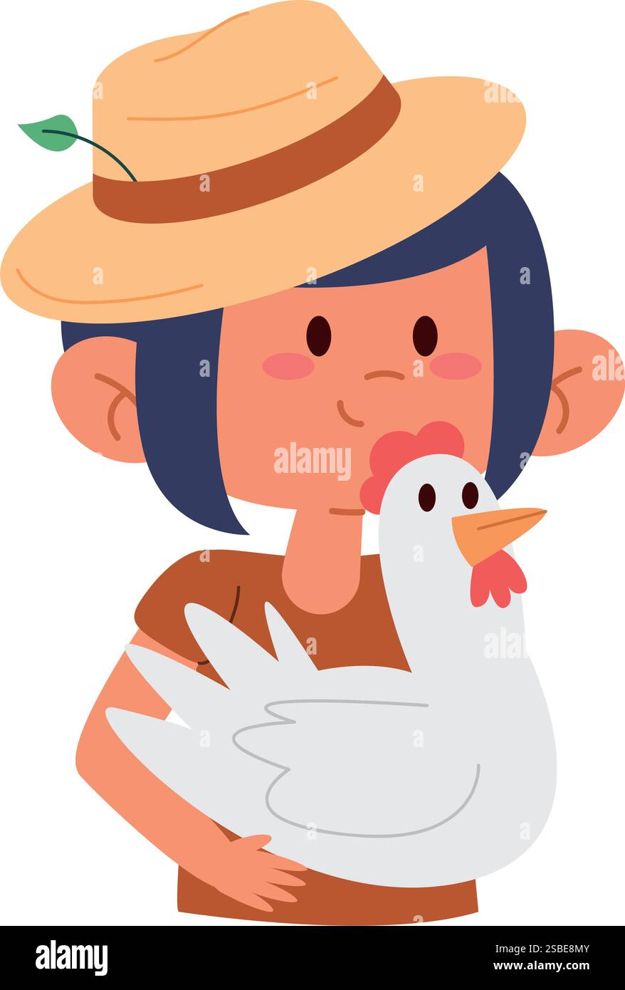 Girl hugging a white chicken with care Stock Vector Image & Art - Alamy