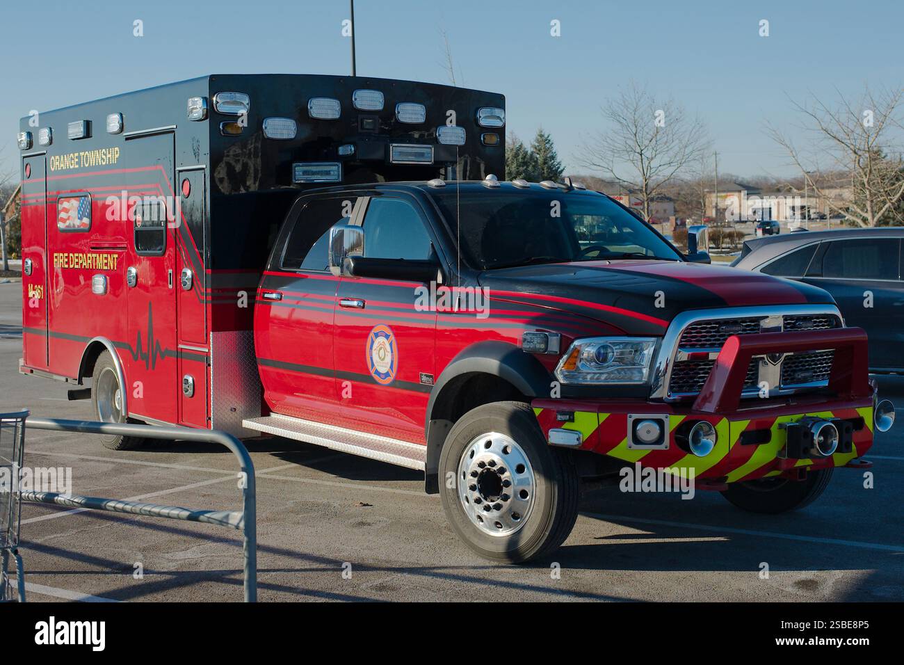 Red and Black Orange Township Ohio Emergency vehicle in parking lot ...