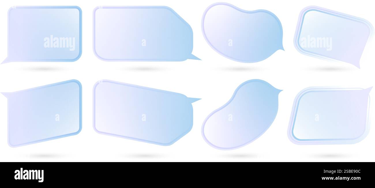 Set of eight blue pink speech bubbles talking chat apps isolated on ...