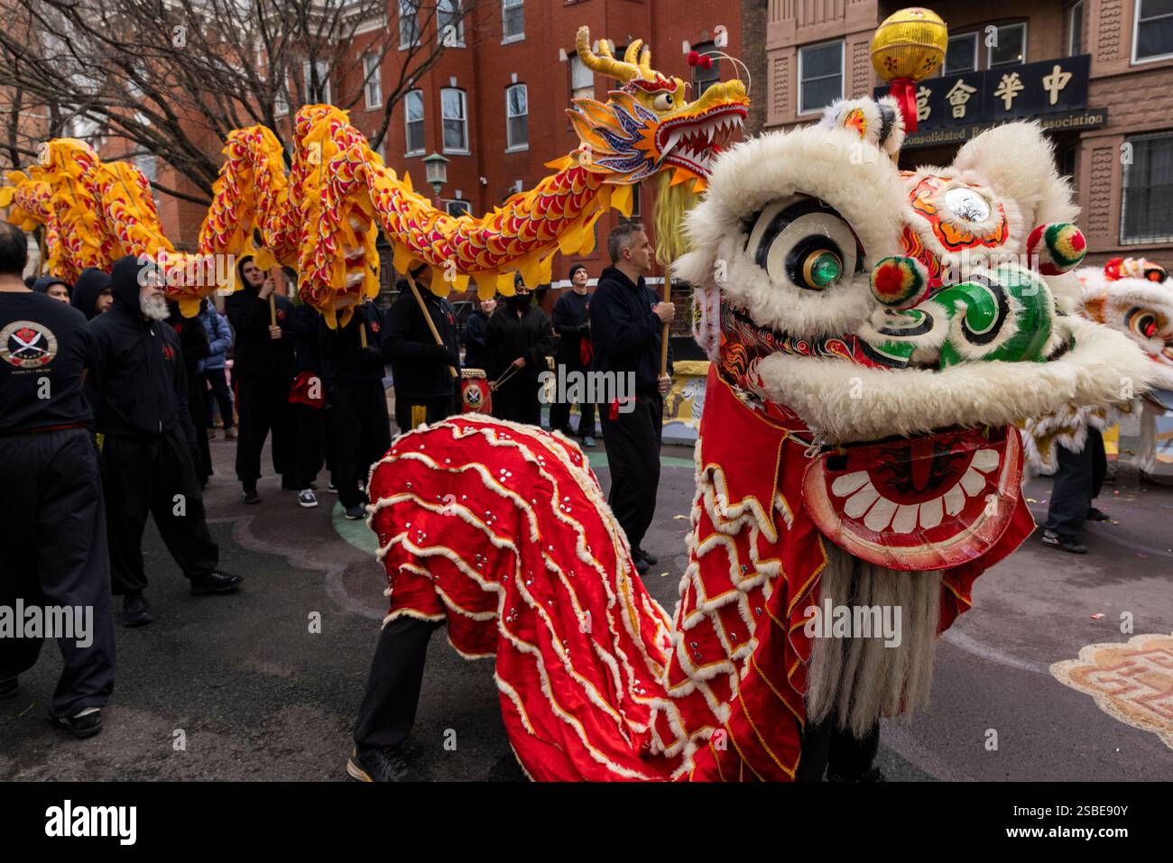 Washington DC, USA. 02nd Feb, 2025. People carry a giant dragon during ...