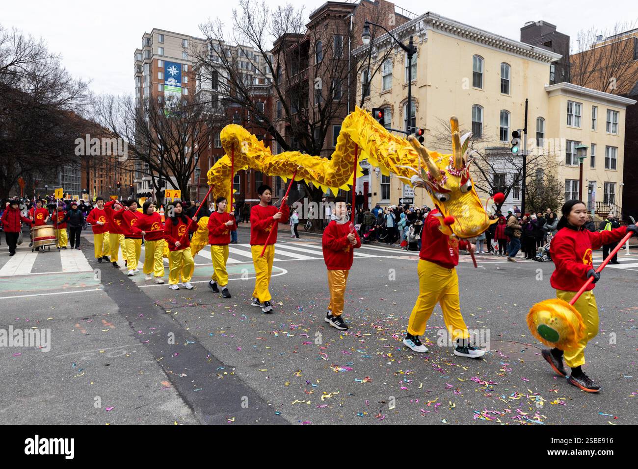Washington DC, USA. 02nd Feb, 2025. People carry a giant dragon during ...