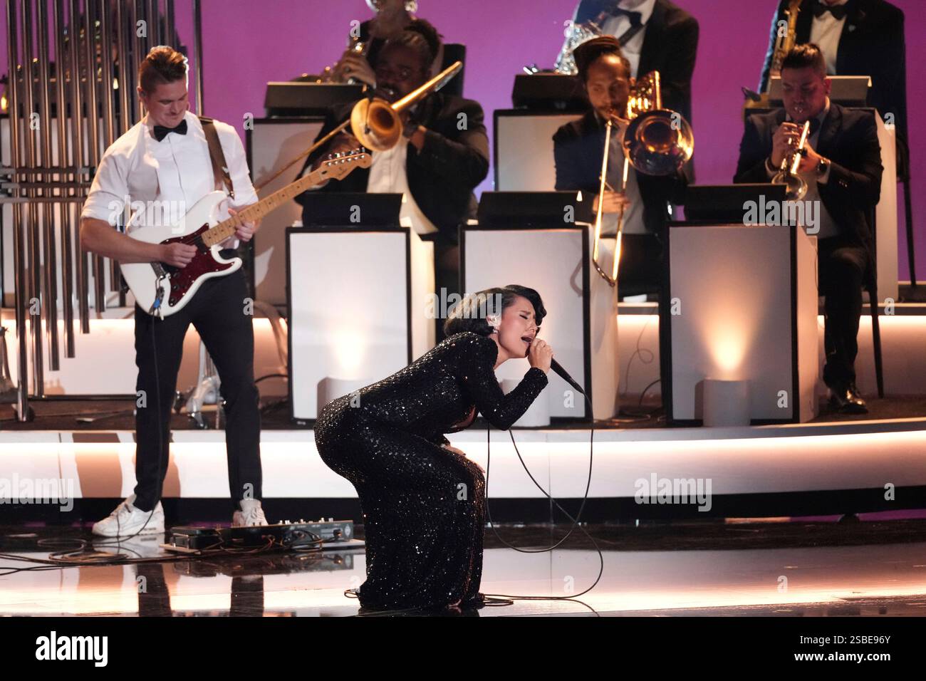 Raye performs "Oscar Winning Tears" during the 67th annual Grammy ...