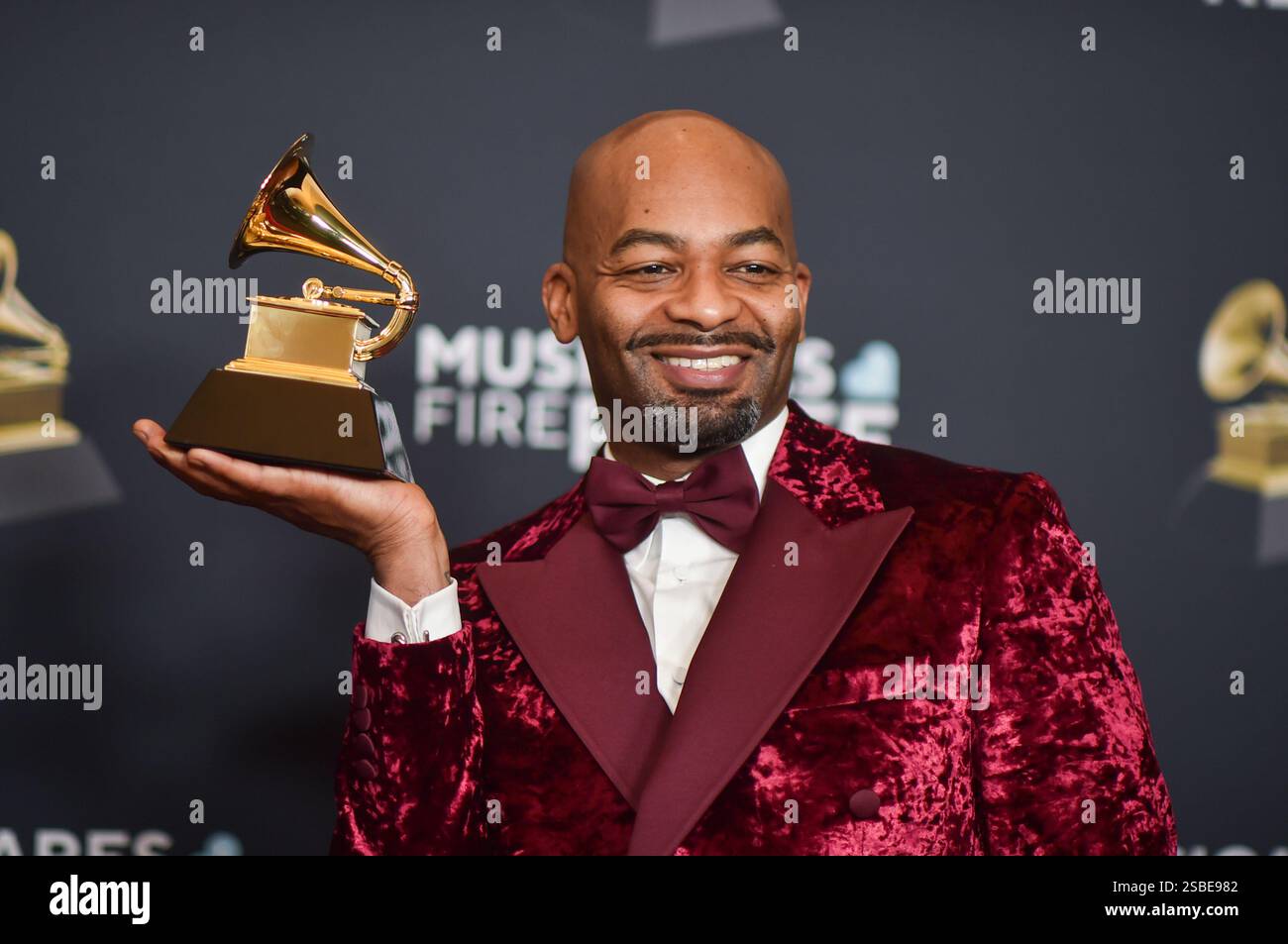 Brandon Victor Dixon poses in the press room with the award for best ...
