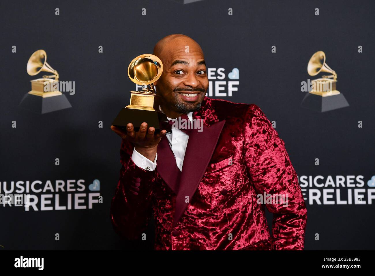 Brandon Victor Dixon poses in the press room with the award for best ...