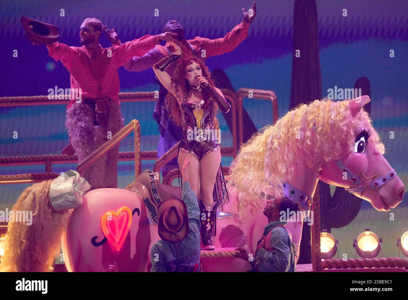 Chappell Roan, center, performs "Pink Pony Club" during the 67th annual ...