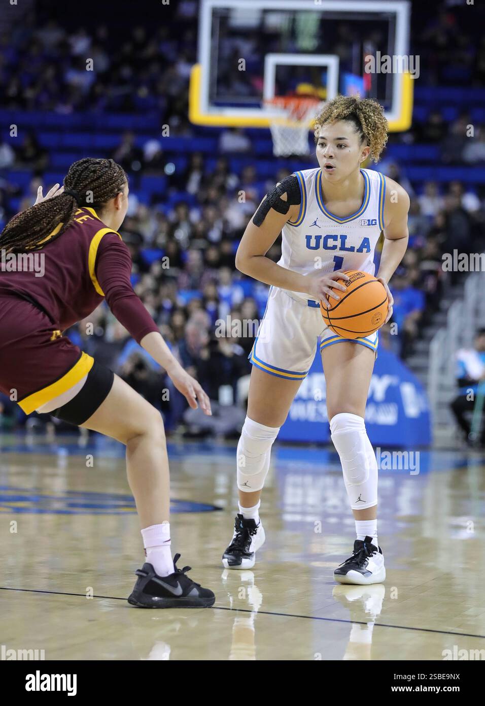 LOS ANGELES, CA - FEBRUARY 2: UCLA Bruins guard Kiki Rice (1) looks to ...