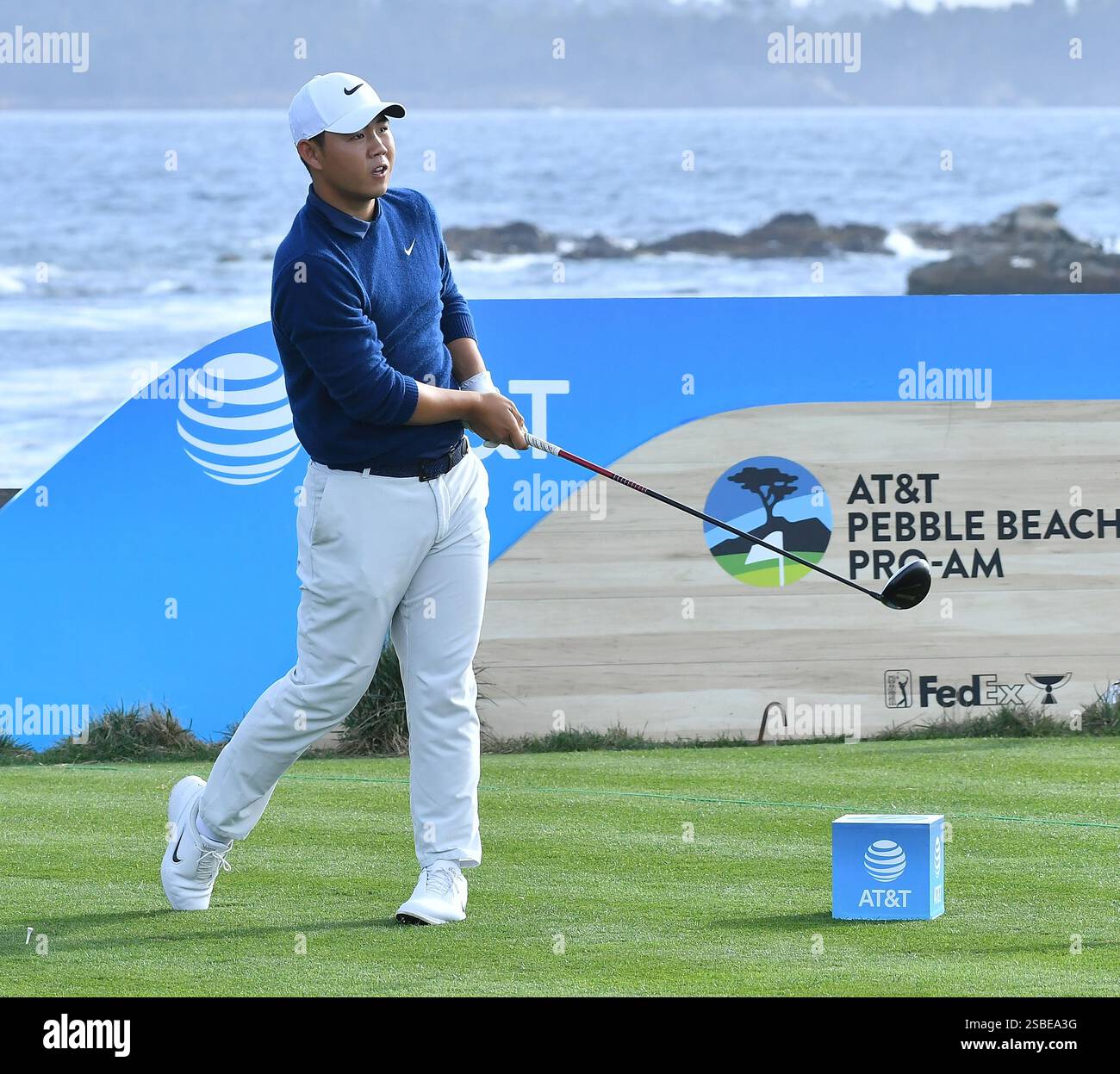 Pebble Beach, Ca, USA. 2nd Feb, 2025. Rory McIlroy is seen on the tee ...