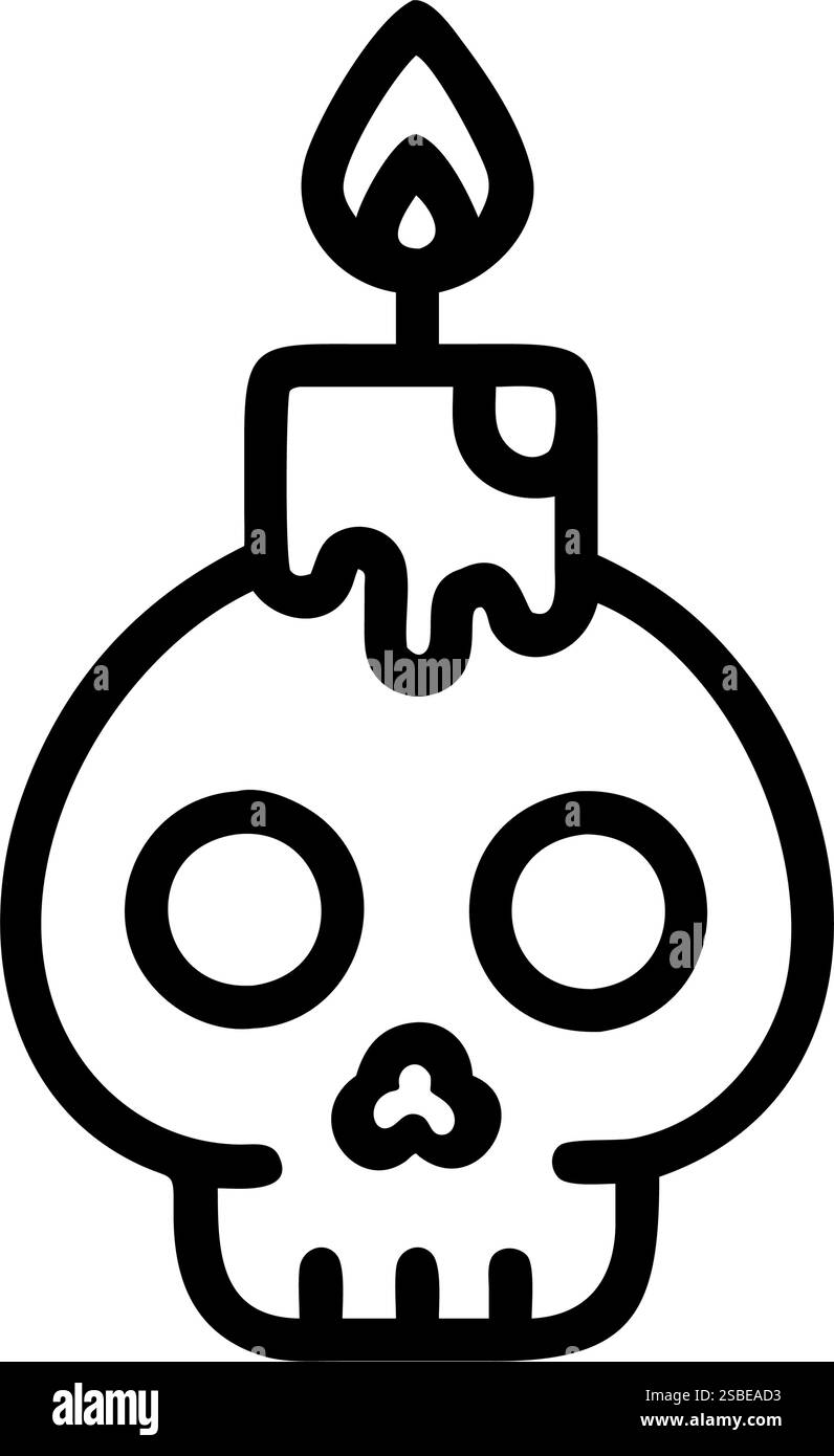Skull Candle Occult Ritual Line Art Stock Vector Image & Art - Alamy