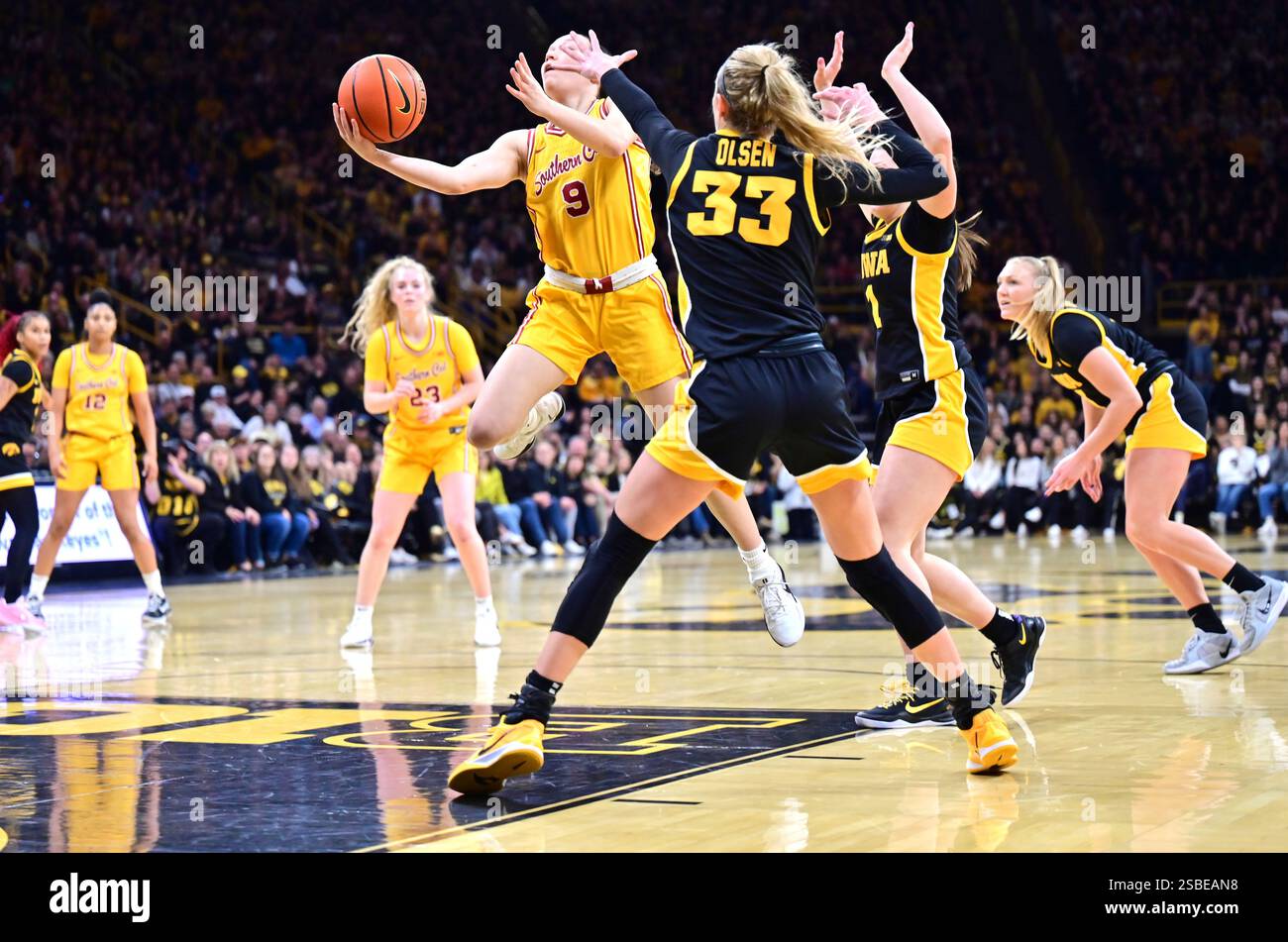 IOWA CITY, IA - FEBRUARY 02 - Southern Cal guard Kayleigh Heckel (9 ...