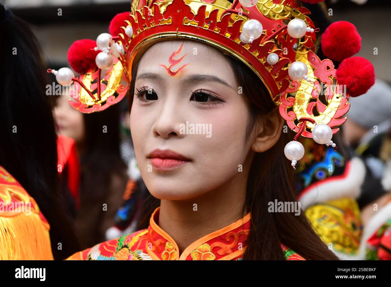 Lyon, France. 01st Feb, 2025. Dancers paint their faces to celebrate ...