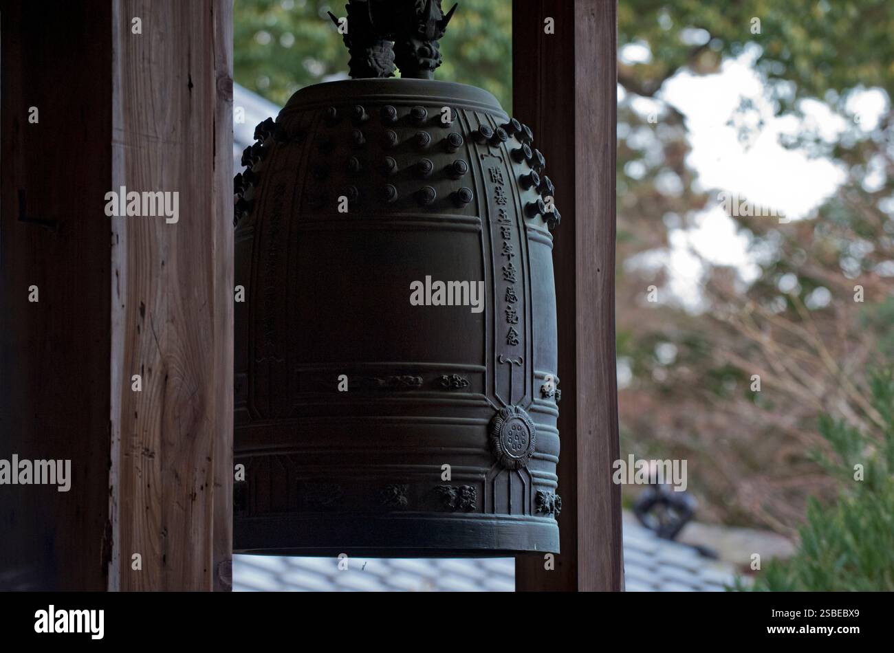 Ryoanji Zen Buddhist temple bonsho bell at the temple's "hojo" (abbots ...