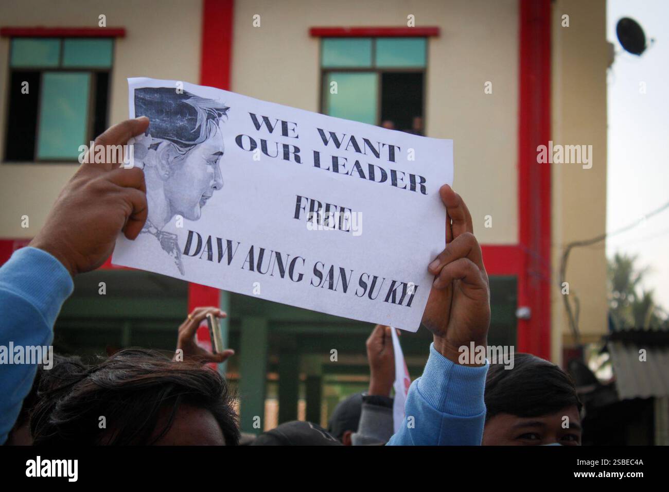 Salin, Myanmar. 08th Feb, 2021. People took to the streets of Salin ...
