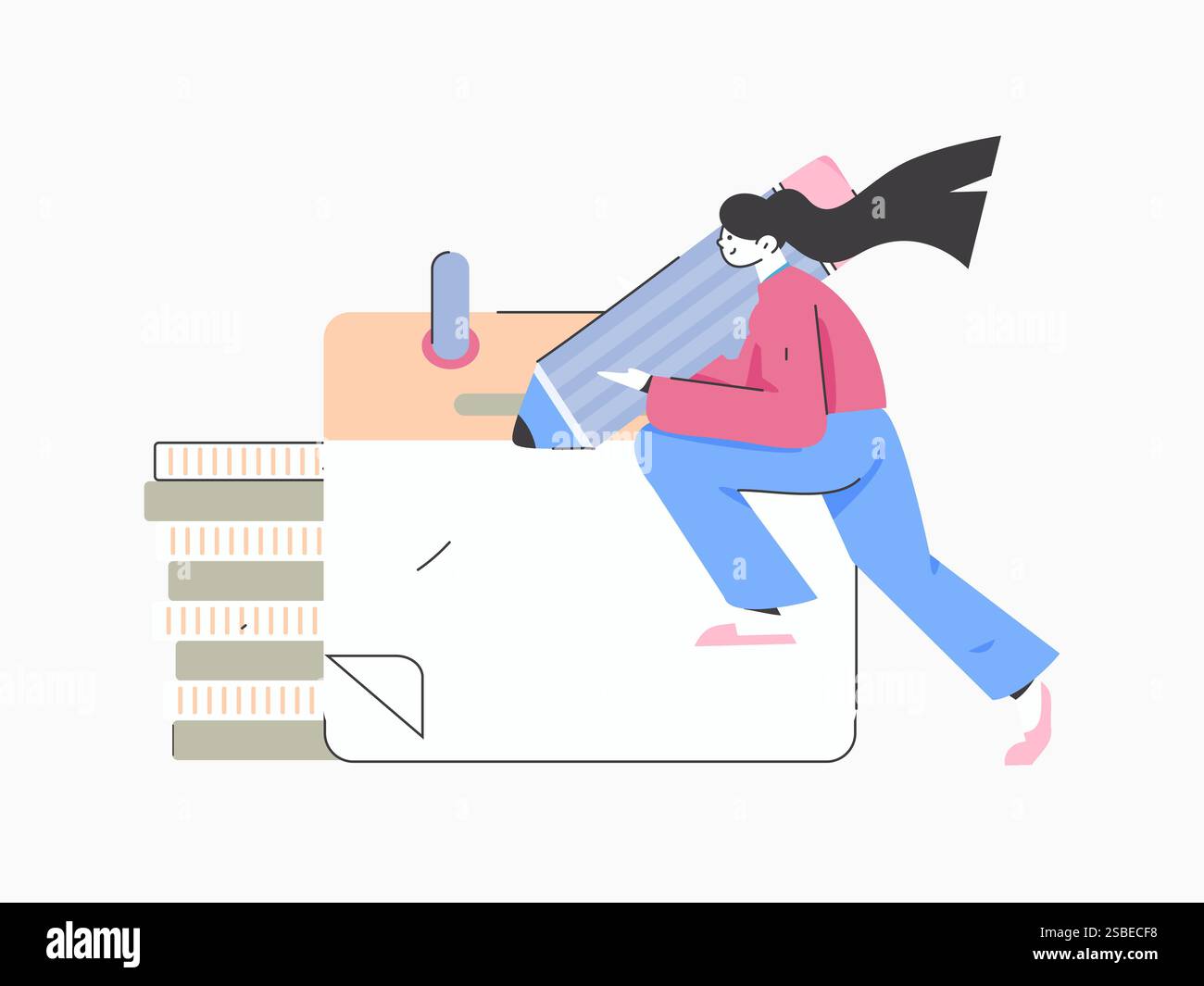 Check-in character flat vector concept operation hand-drawn ...