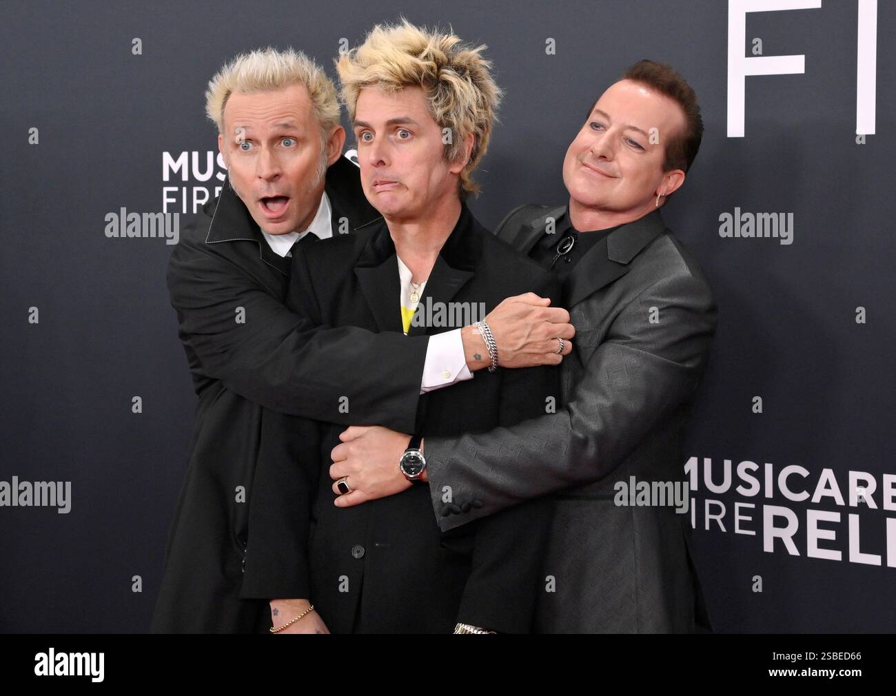 Los Angeles, Ca. 02nd Feb, 2025. (L-R) Mike Dirnt, Billie Joe Armstrong ...