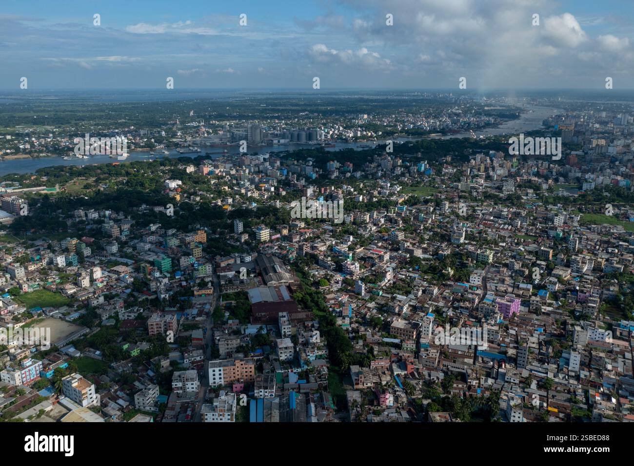 An aerial view of Narayanganj city, situated on the banks of the ...