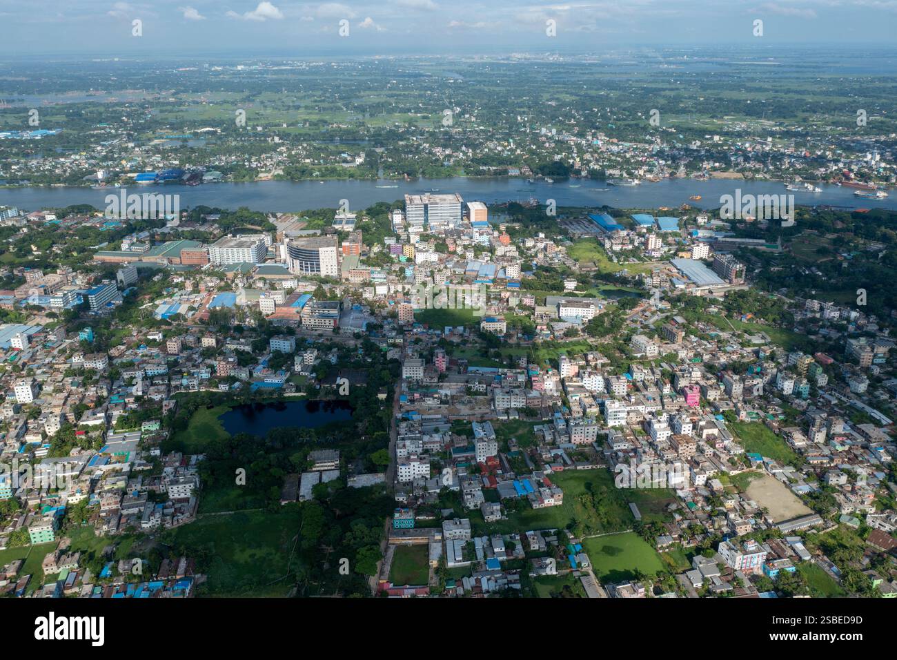 An aerial view of Narayanganj city, situated on the banks of the ...