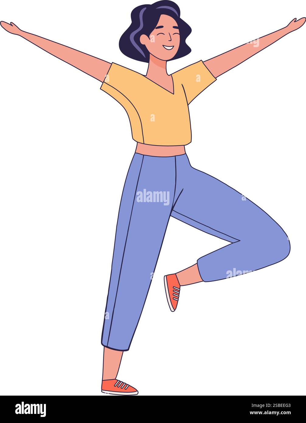 Happy young relaxed woman Stock Vector Images - Alamy