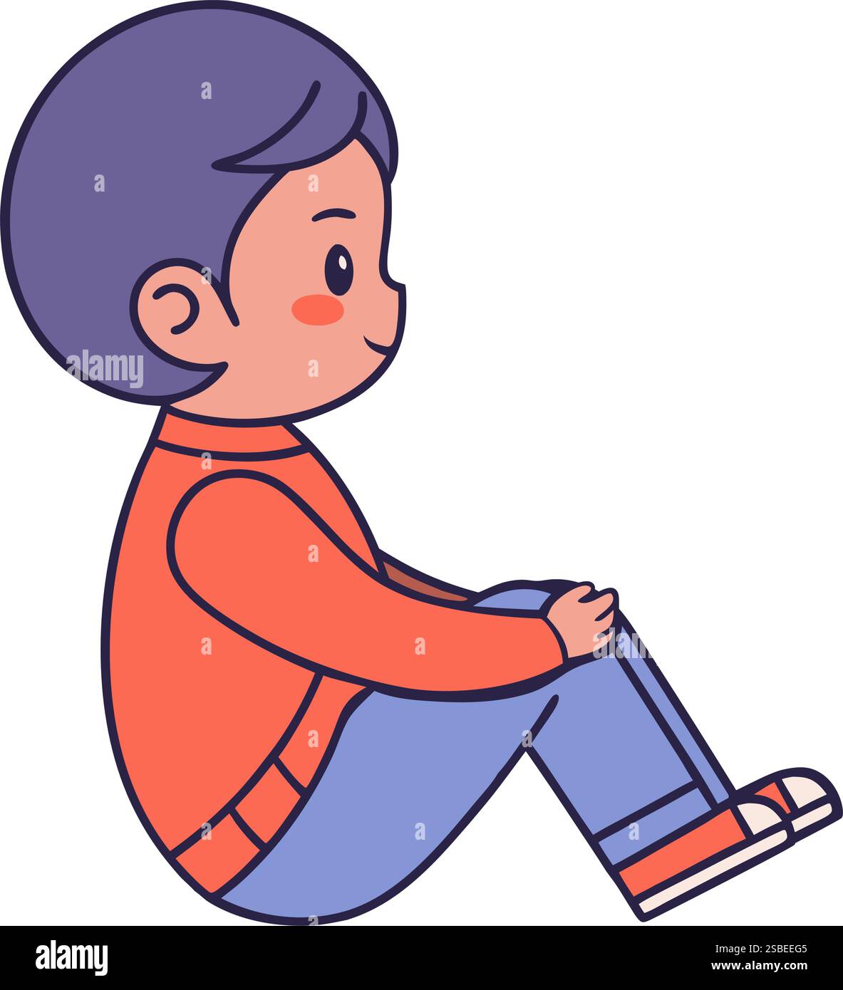 Seated Kid Side View Illustration Stock Vector Image & Art - Alamy