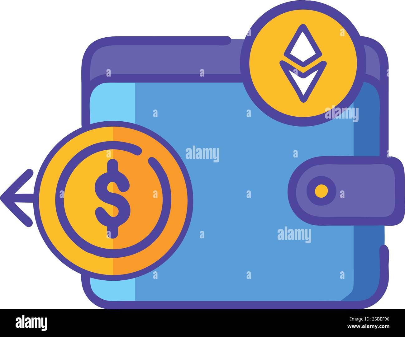 Secure Cryptocurrency Wallet with Multiple Currencies Icon Stock Vector ...
