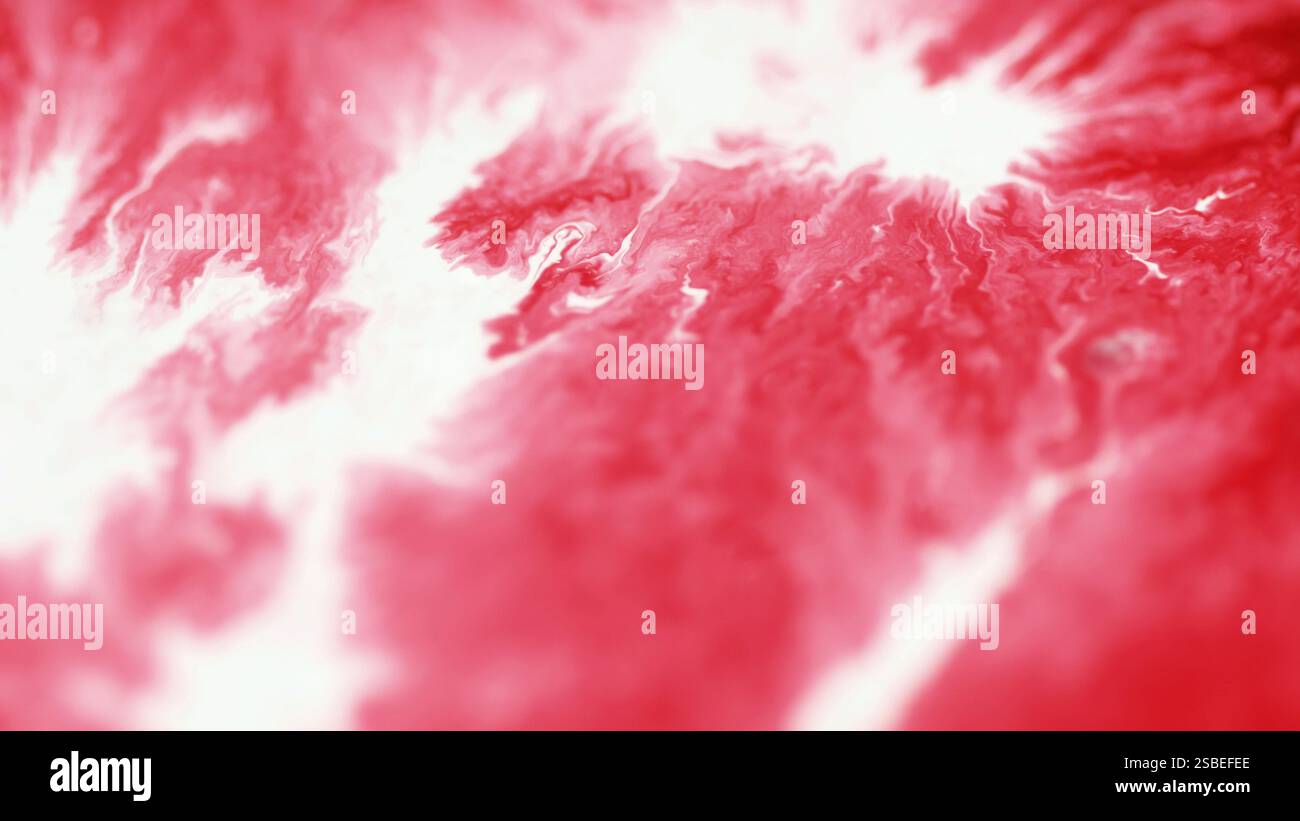 Color paint flow. Blur stream. Defocused red white shiny glowing ...