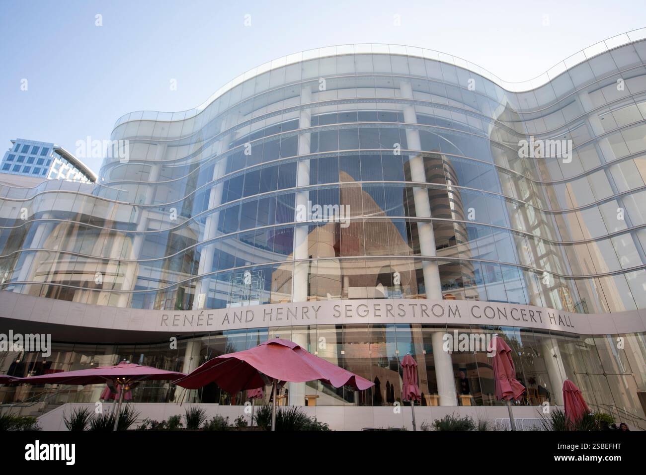 Costa Mesa, California, USA - February 1, 2025: Afternoon sun shines on ...