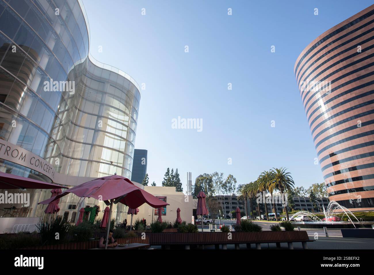 Costa Mesa, California, USA - February 1, 2025: Afternoon sun shines on ...