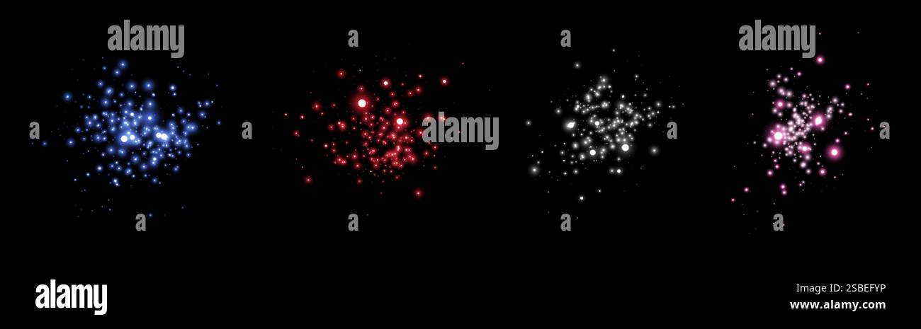 Glowing magic sparkles. Glittering dots, particles and stars. Glow ...