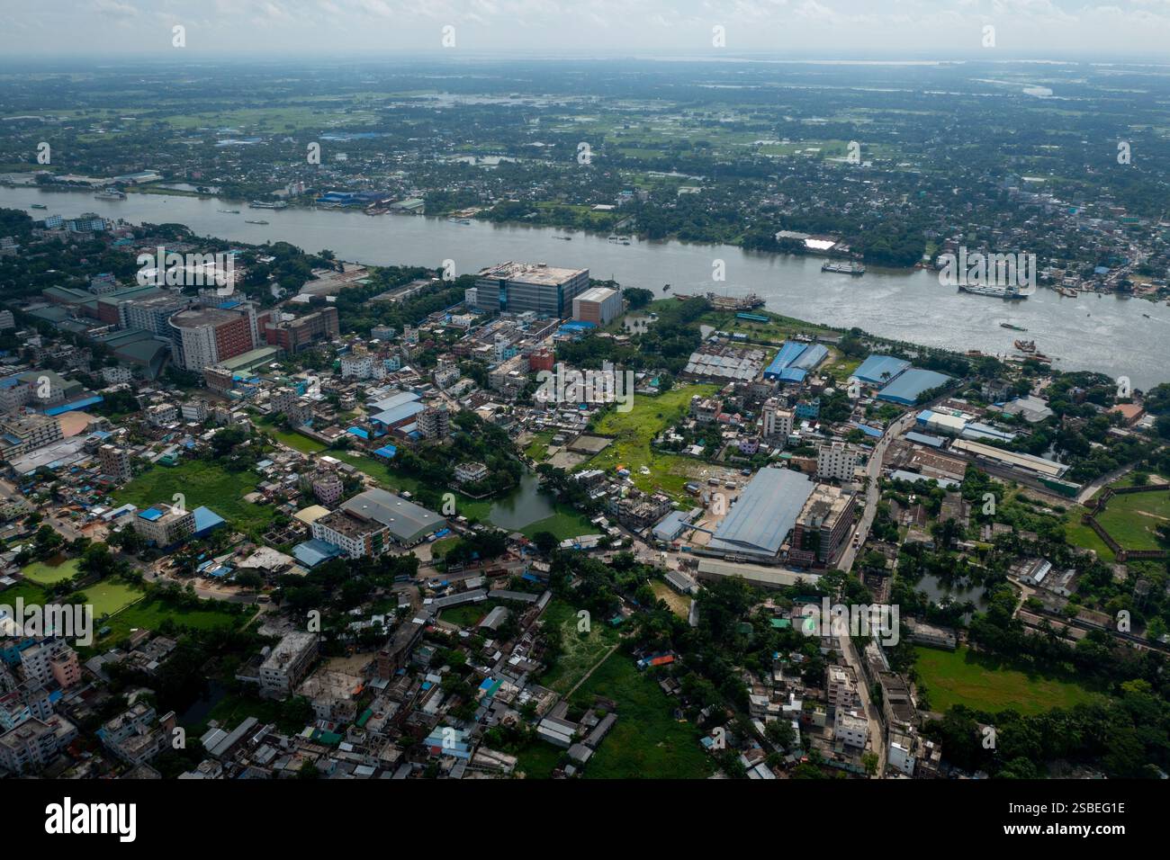 An aerial view of Narayanganj city, situated on the banks of the ...