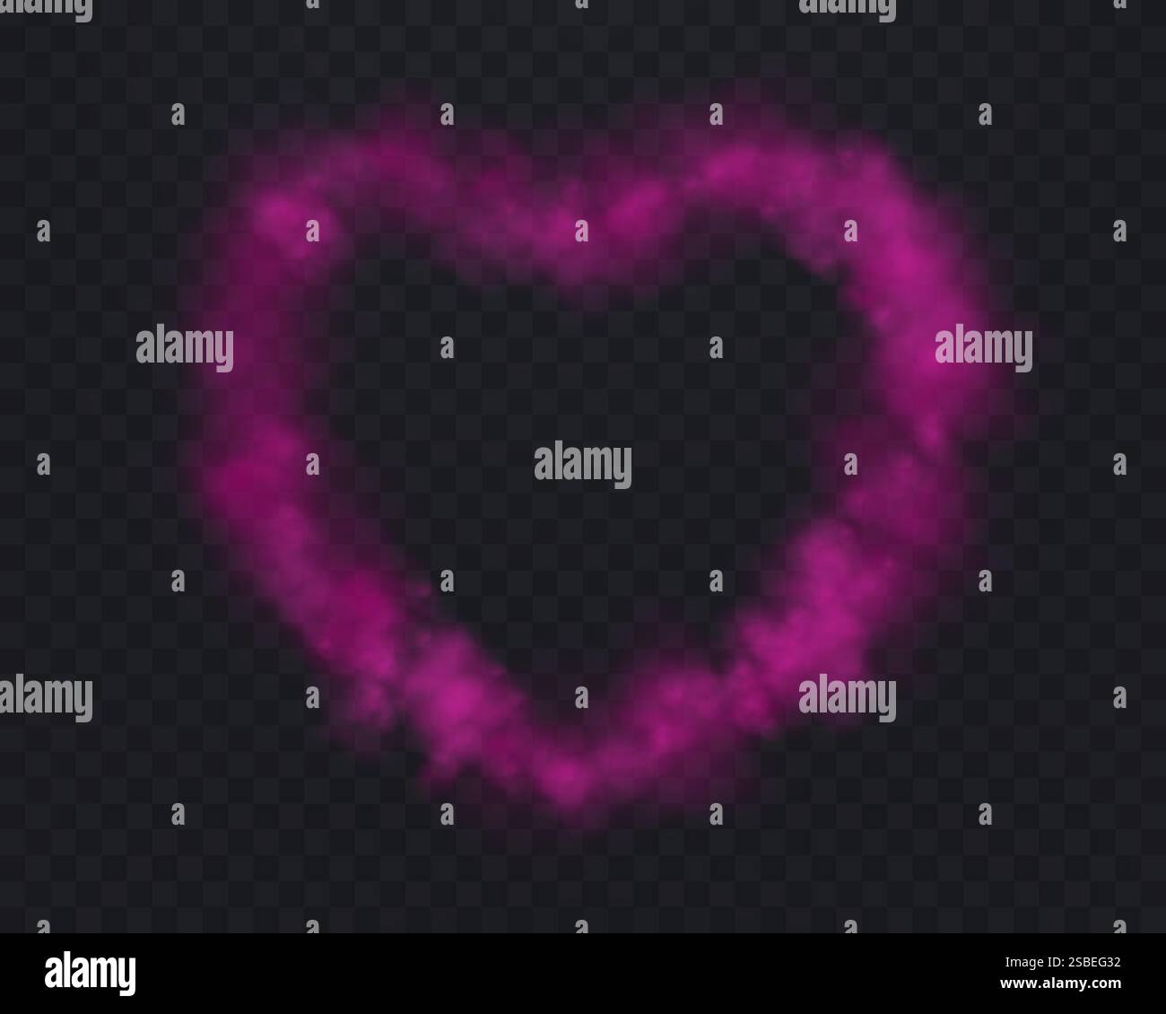 Realistic pink smoke heart or haze on a transparent background. Magic ...