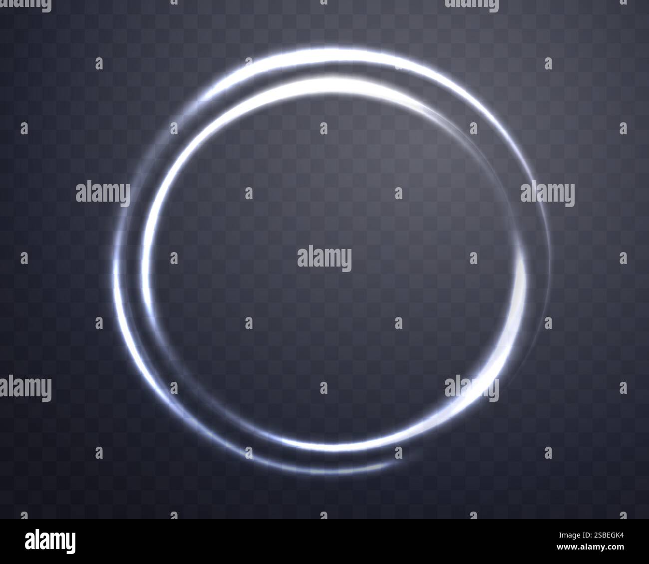 Silver magic ring with glowing. Neon realistic energy flare halo ring. Abstract light effect on ...