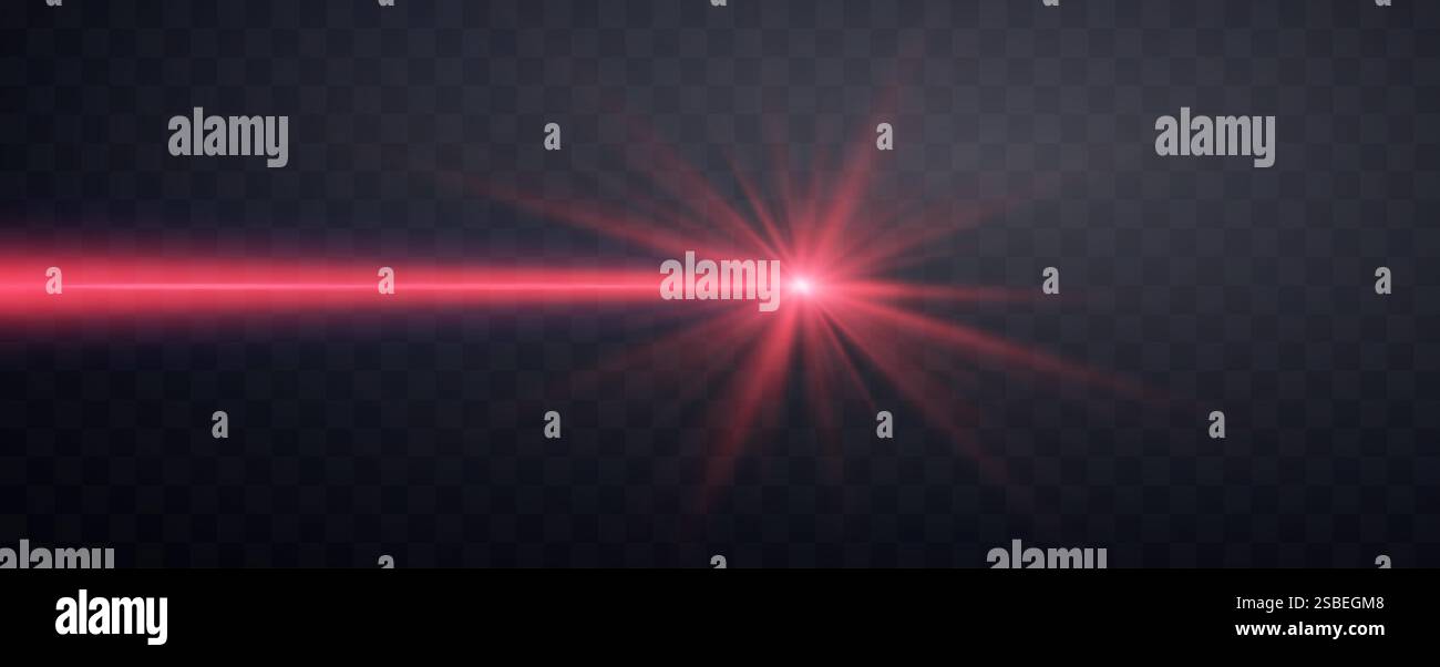 Pink horizontal laser beam. Neon line, presentation pointer. Pink glow ...