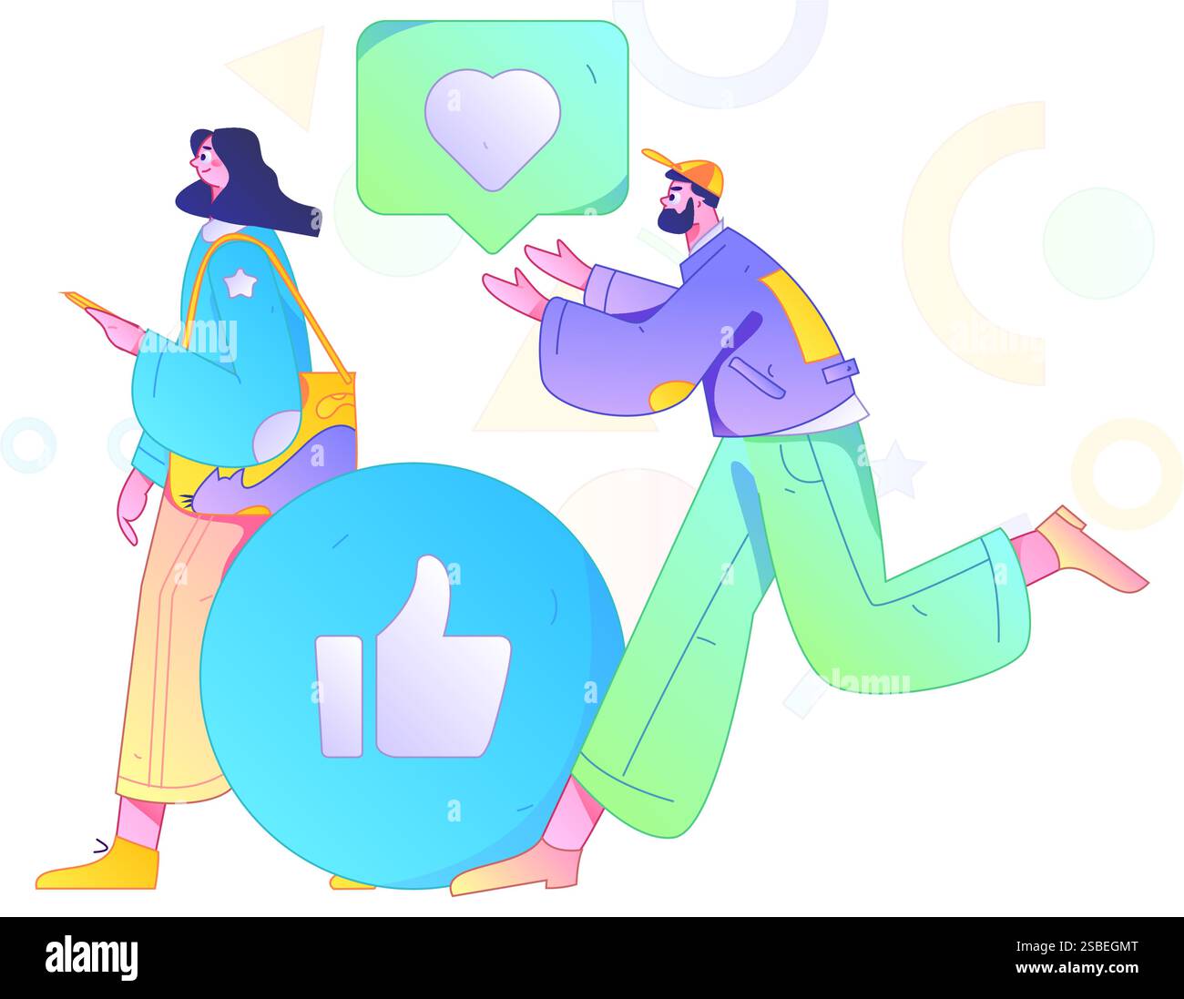 Virtual characters social communication concept business flat vector ...