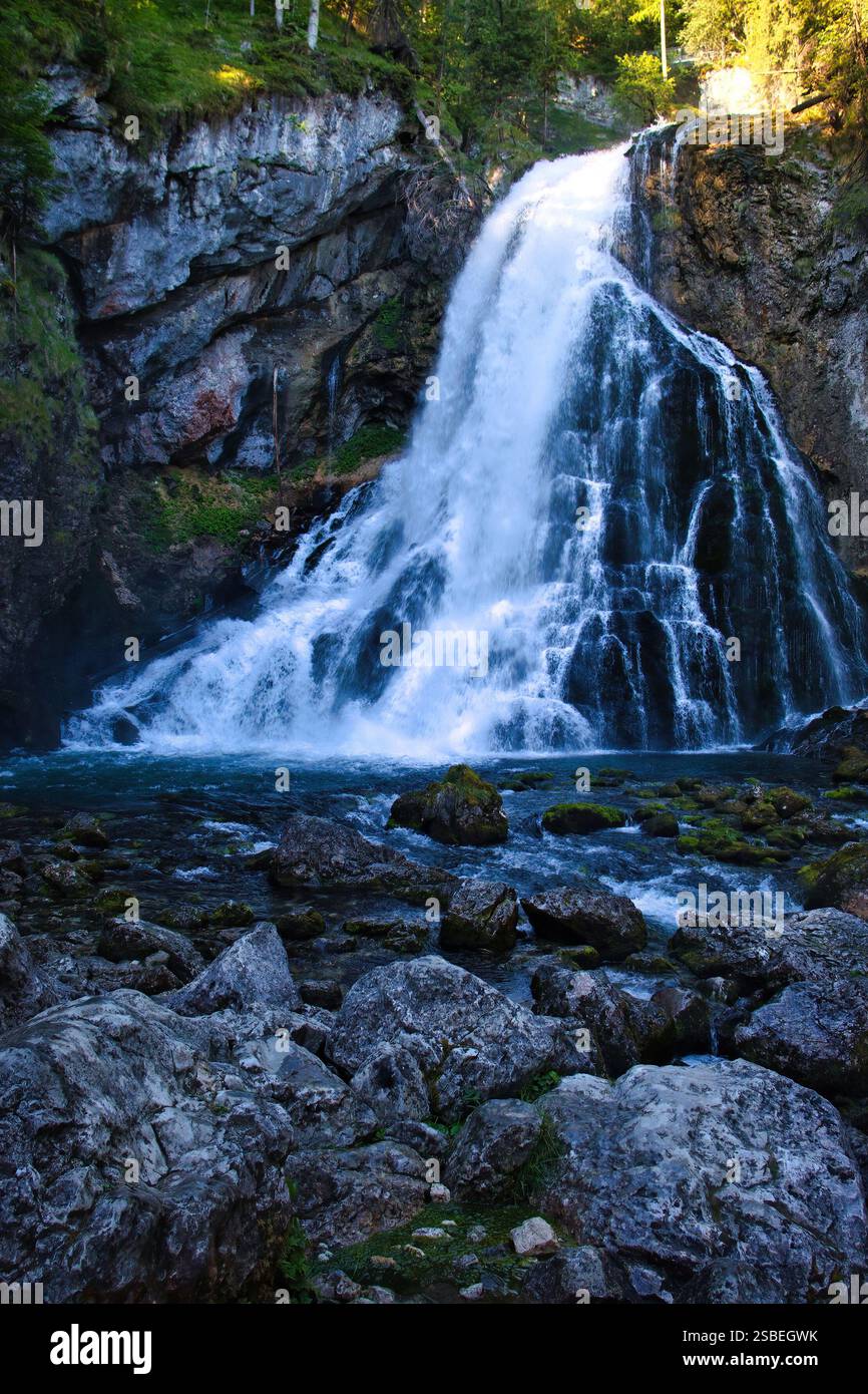 Golling Waterfall on a spring morning in Golling an der Salzach ...